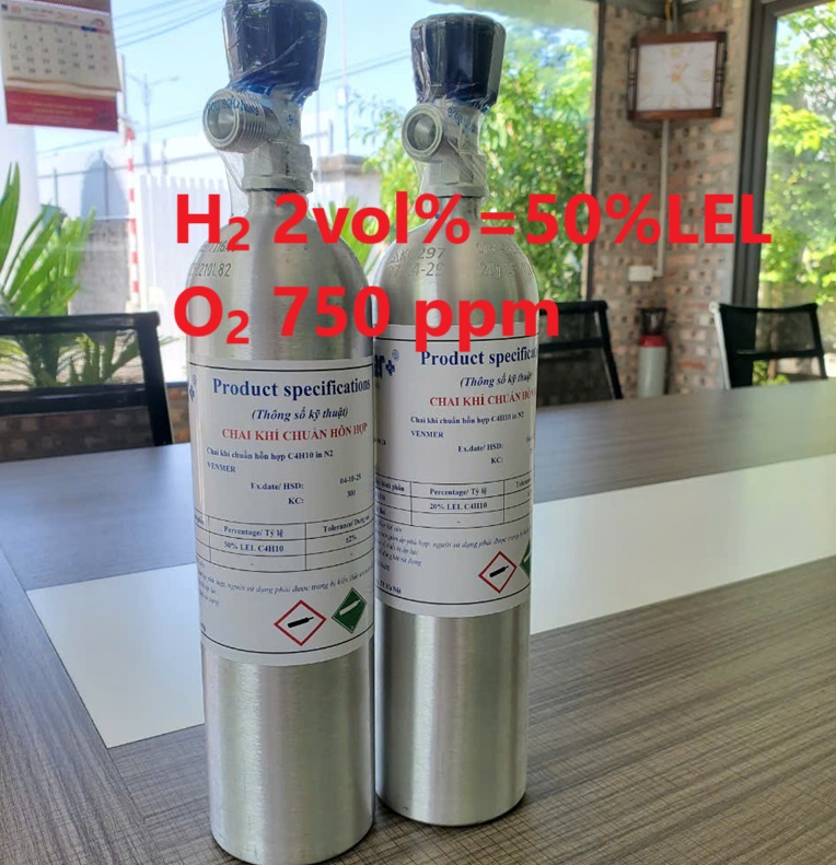 Chai khí H2 Hydro 50 % LEL O2 750 ppm %sitename
